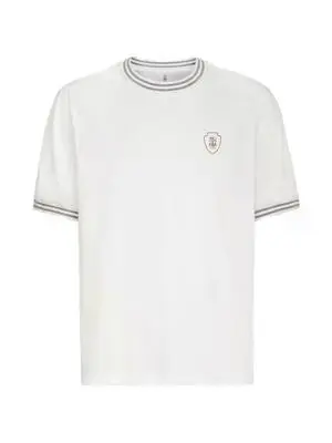 Brunello Cucinelli Cotton Jersey Crew Neck T-shirt With Logo - White
