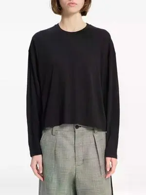 ANN DEMEULEMEESTER Slogan-print Long-sleeve T-shirt - Black