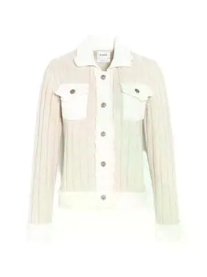 BARRIE Ribbed-knit Frayed Cardigan