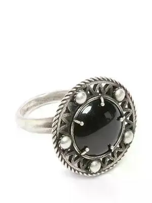 ANN DEMEULEMEESTER Engraved-detail Stone-embellished Ring - Silver