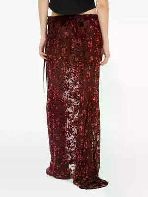 ANN DEMEULEMEESTER Roses Devoré Velvet Maxi Skirt