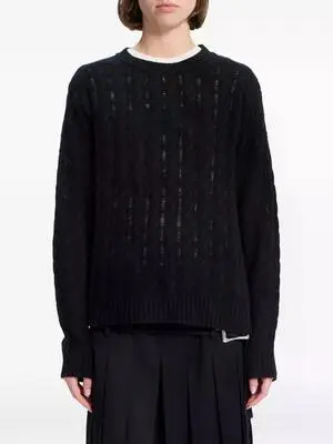 ANN DEMEULEMEESTER Cable-knit Wool-blend Sweater - Black