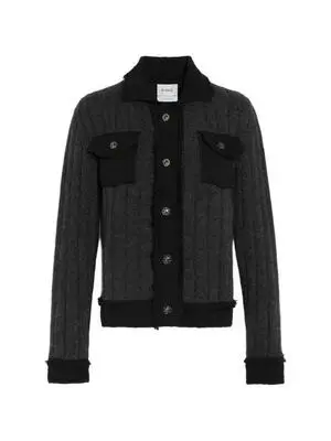 BARRIE Ribbed-knit Denim-effect Jacket - Grey