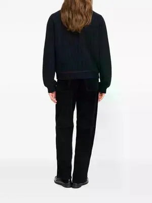 BARRIE Panelled Rib-knit Cardigan