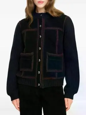 BARRIE Panelled Rib-knit Cardigan