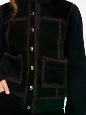 BARRIE Panelled Rib-knit Cardigan