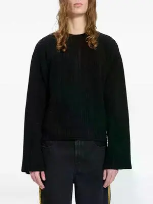 ANN DEMEULEMEESTER Ribbed-knit Wide-sleeve Sweater - Black