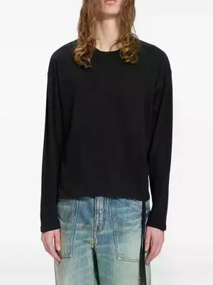 ANN DEMEULEMEESTER Slogan-print Long-sleeve T-shirt - Black