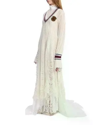 ANN DEMEULEMEESTER Distressed V-neck Maxi Dress - White