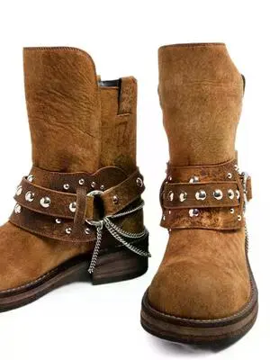 ANN DEMEULEMEESTER Chain-embellished Studded Boots
