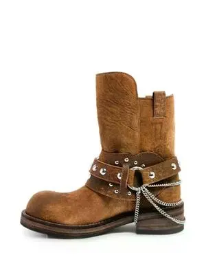ANN DEMEULEMEESTER Chain-embellished Studded Boots
