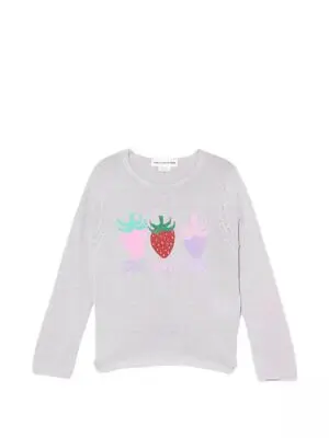 Comme Des Garçons Strawberry-print Round Neck Jumper - Grey