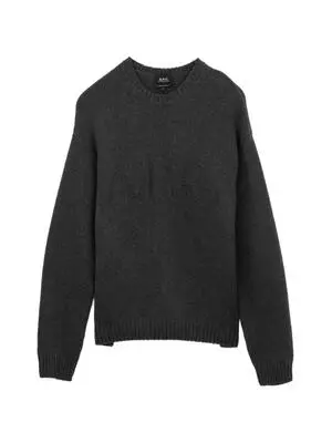A.p.c. Logo-knit Crew-neck Sweater - Grey