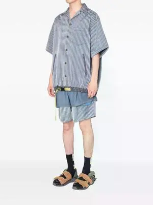 Kolor Striped Buckle Shirt - Blue