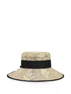 CA4LA Woven Ramie Hat With Bow Detail