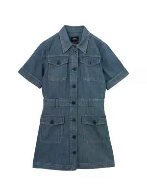 A.p.c. Faded Belted Denim Dress
