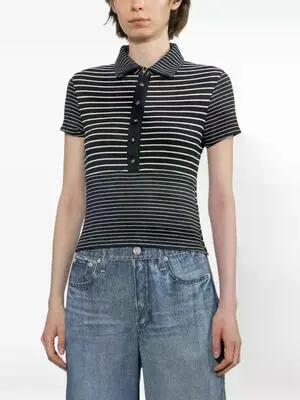 Rag & Bone Striped Short-sleeve Polo Shirt