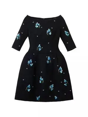 SHUSHU/TONG Floral-appliqué Dress - Black
