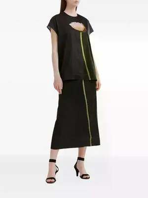 Simone Rocha Flower-print Rear-slit Skirt - Black