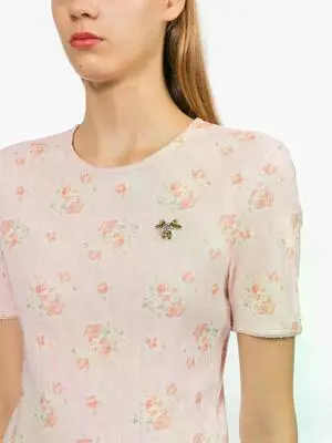 Simone Rocha Floral-print Crystal-embellished T-shirt