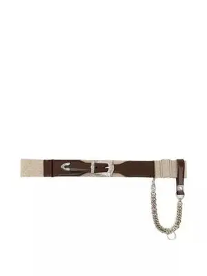 Toga Leather Chain Belt - Brown