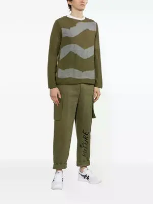 Comme Des Garçons Pattern Knitted Crew Neck Sweater - Green