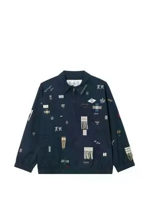 Sea Embroidered Fringed-patch Jacket - Blue