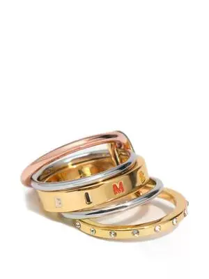 Bimba Y Lola Multi- Metal Banded Ring With Multicolored Logo Crystals