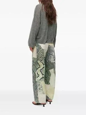 Bimba Y Lola Barrel Snake-patchwork Adjustable-waist Denim Trousers