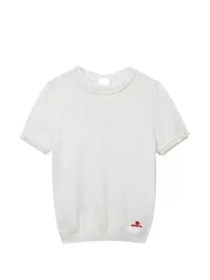 SHUSHU/TONG Ruffle-trim Logo-embroidered T-shirt - White
