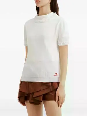 SHUSHU/TONG Ruffle-trim Logo-embroidered T-shirt