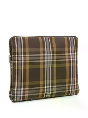 Bimba Y Lola Hunter Green Tartan Jacquard Laptop Sleeve - Brown