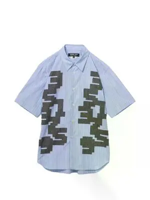 Comme Des Garçons Striped Graphic-patched Shirt - Blue