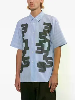 Comme Des Garçons Striped Graphic-patched Shirt