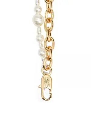 Bimba Y Lola Double-chain Necklace With Pearl Hearts And Logo
