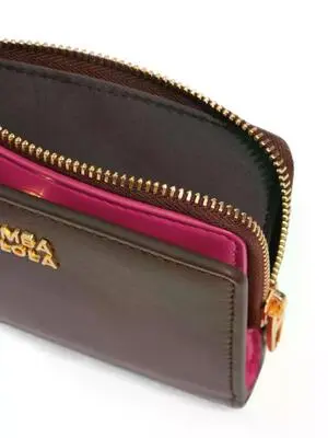 Bimba Y Lola Compact Wallet In Dark Tan Leather