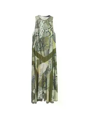Bimba Y Lola Snake Patchwork A-line Dress - Green