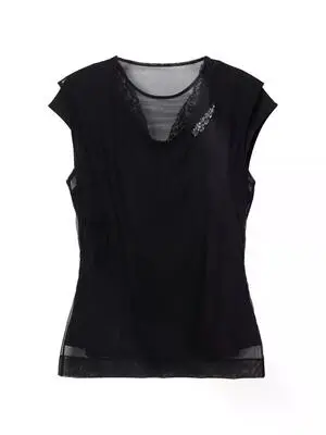 Simone Rocha Lace-trim Crystal-embellished Blouse - Black