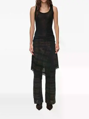 Bimba Y Lola Check-pattern Lace-trim Skirt - Brown