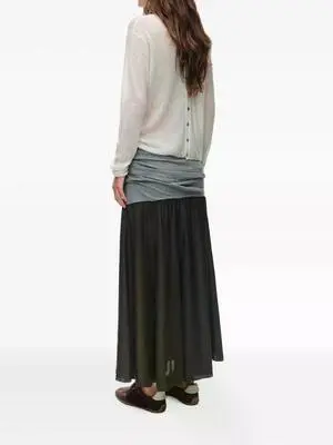 Bimba Y Lola Gray Melange And Two-material Gathered A-line Skirt