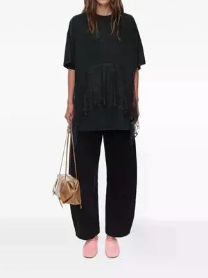 Bimba Y Lola Wash Lace Ruffle T-shirt - Black