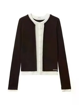 MARKGONG Layered Logo-print Cardigan - Brown