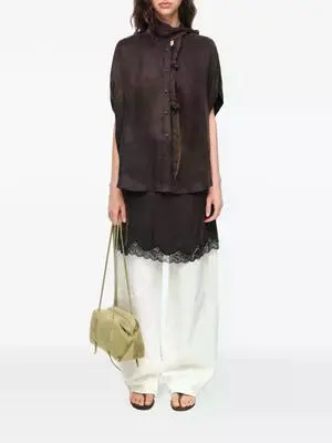 Bimba Y Lola Black-washed Cape Shirt With Knotted Neckline - Grey