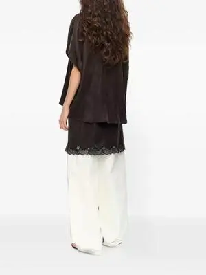 Bimba Y Lola Black-washed Cape Shirt With Knotted Neckline