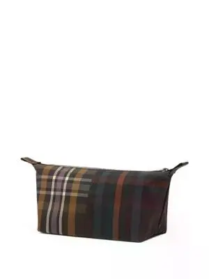 Bimba Y Lola Medium Coated Chocolate Green Tartan Trapecio Make-up Case