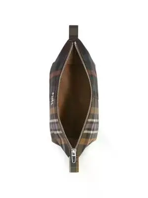 Bimba Y Lola Medium Coated Chocolate Green Tartan Trapecio Make-up Case