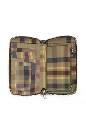 Bimba Y Lola Medium Khaki And Garnet Tartan Jacquard Wallet