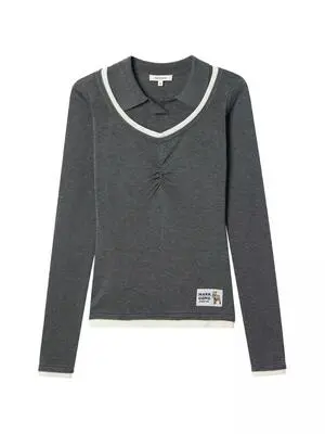 MARKGONG Long-sleeved T-shirt And Polo-collar Tank Top Set - Grey