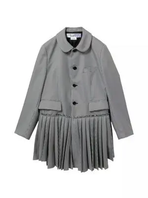 Comme Des Garçons Pleated Check Coat - Black