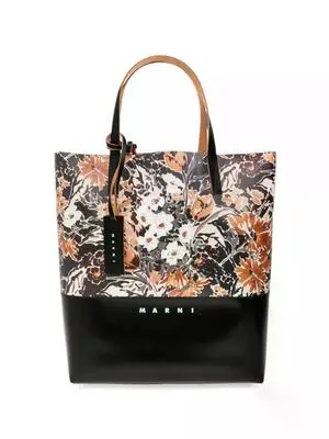 Marni Floral-print Tote Bag - Black